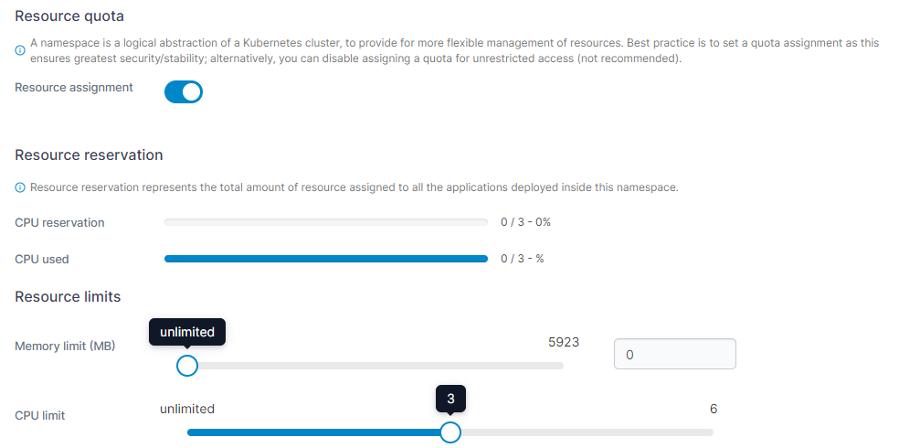 Manage a namespace - Portainer Documentation