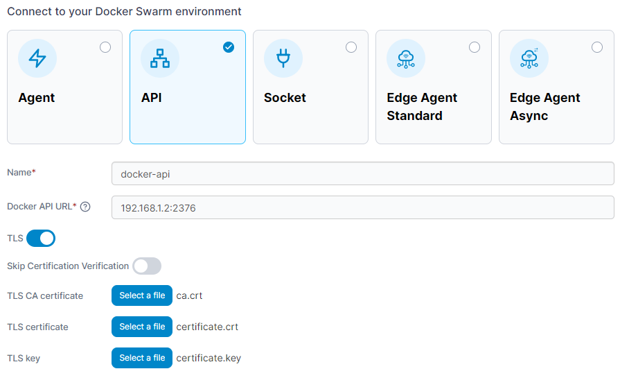 Connect to the Docker API - Portainer Documentation