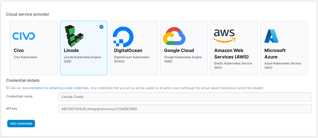 Add Linode credentials - Portainer Documentation