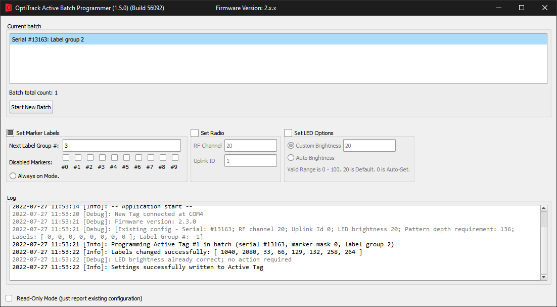 Active Batch Programmer - EXTERNAL OptiTrack Documentation