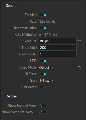 Properties Pane: Camera - EXTERNAL OptiTrack Documentation