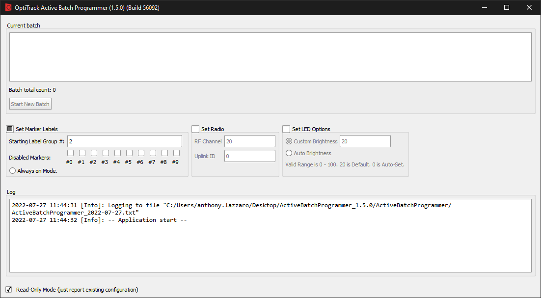 Active Batch Programmer - EXTERNAL OptiTrack Documentation
