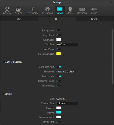 Settings: Views - EXTERNAL OptiTrack Documentation
