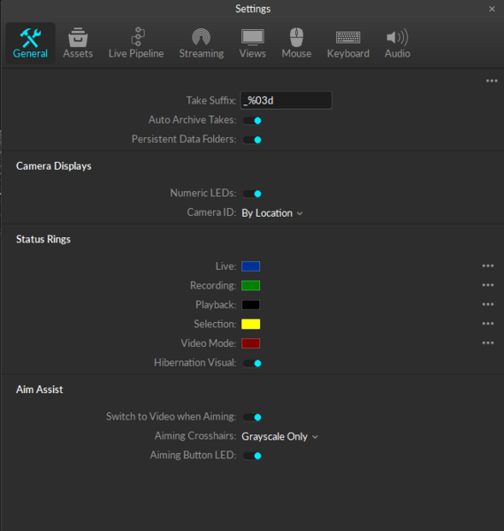 Settings: General - EXTERNAL OptiTrack Documentation