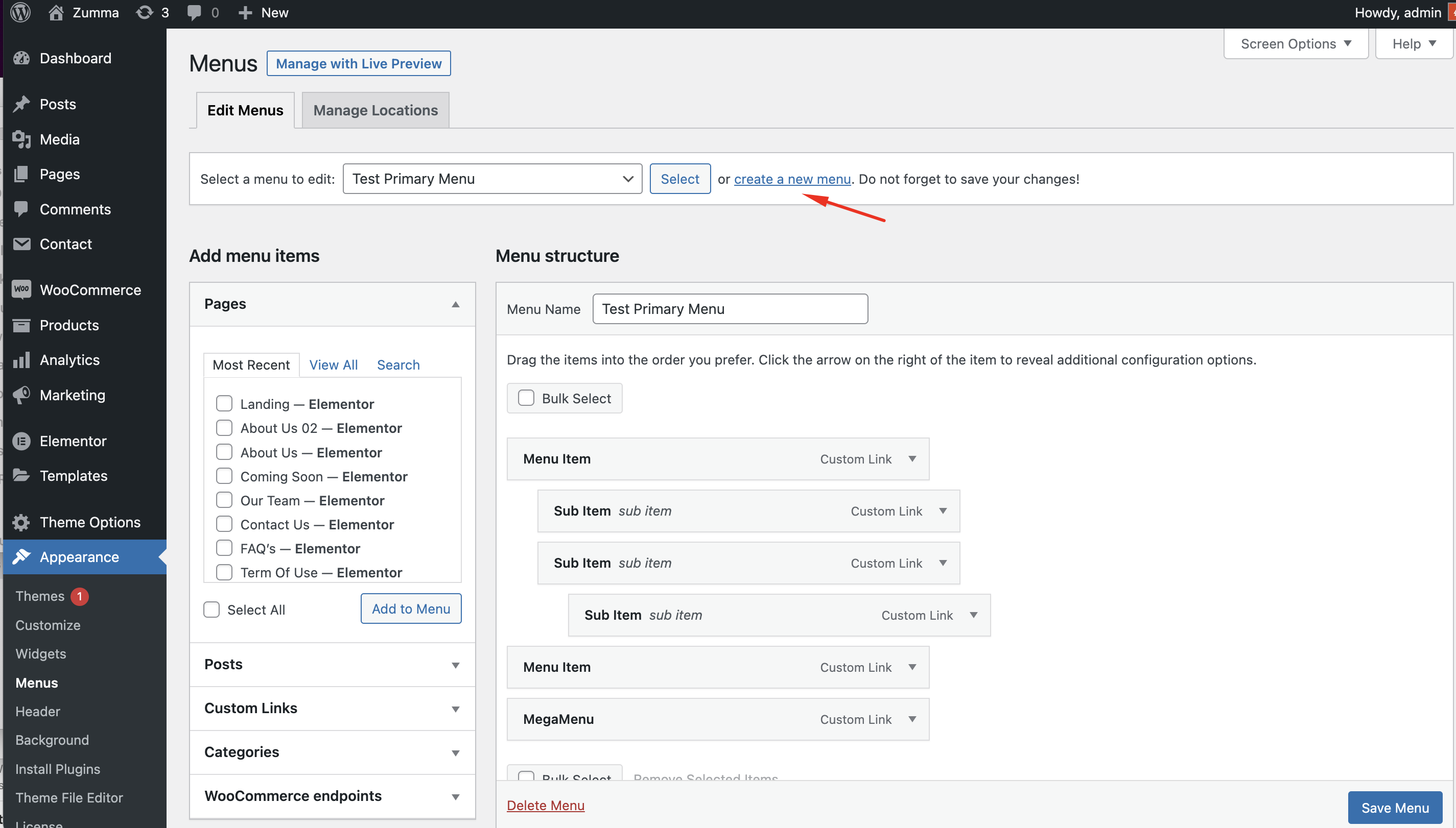 How to create menu - Cassini - Hair Salon & Barber Shop WordPress Theme