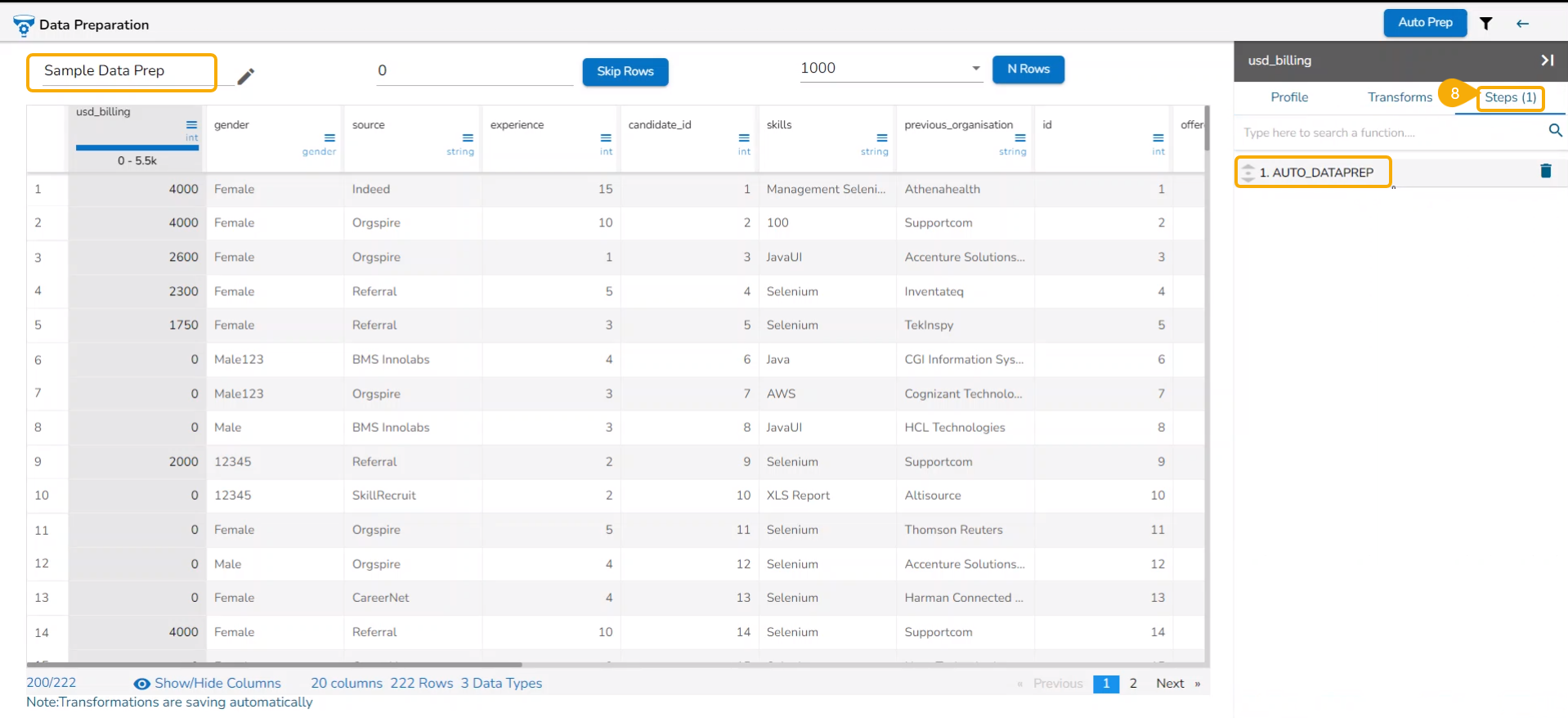Create a Report with Data Preparation- Partly from Data Center - Self-Service Visualization