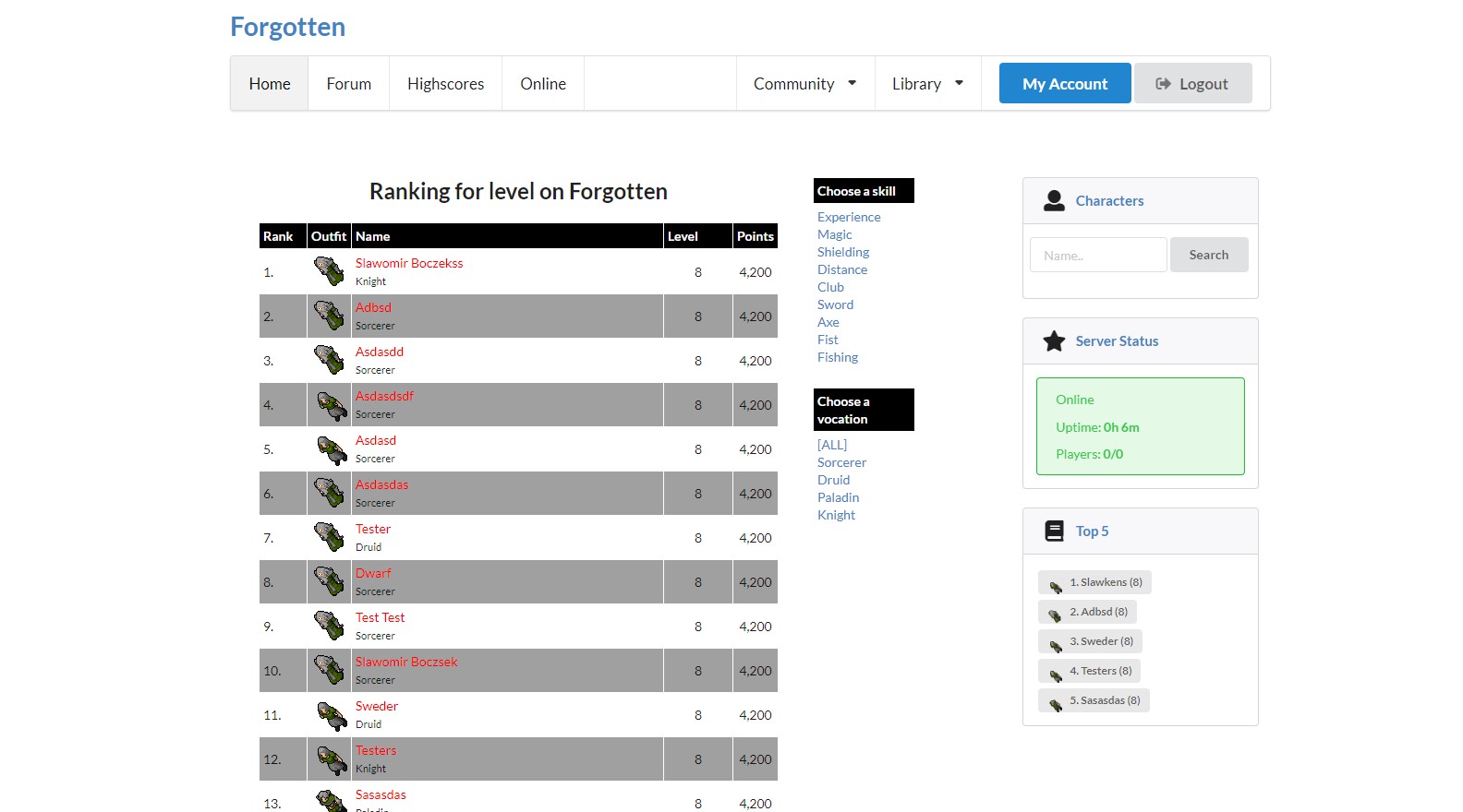 Layouts - OpenTibiaBR